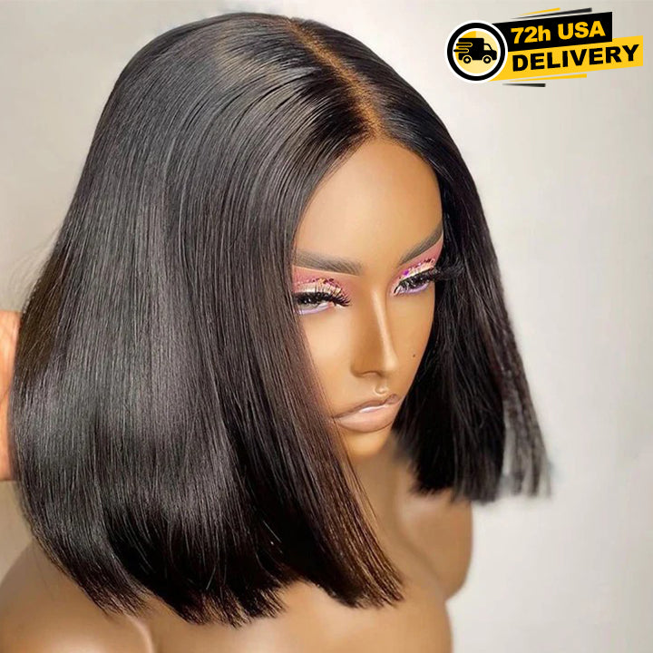 [Kitty] Bone Straight Short Bob 13x4/4x4 Lace Human Hair Wig – Hairvilla