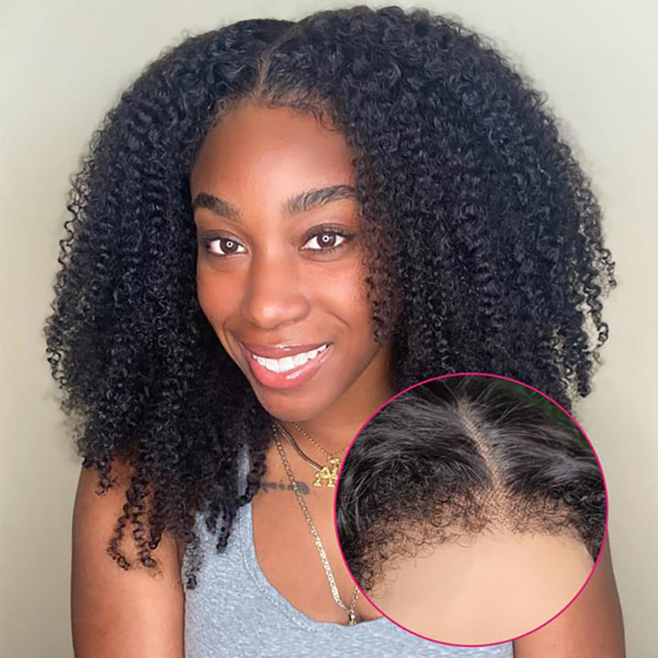 [Nelly] 4C Curly Edges Wigs Afro Kinky Curly Wigs 13x4 Real HD Lace Fr ...